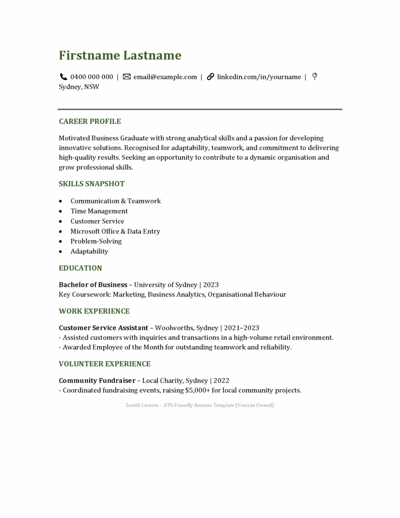 Entry Level Resume Template - Professional ATS Resume Templates ...